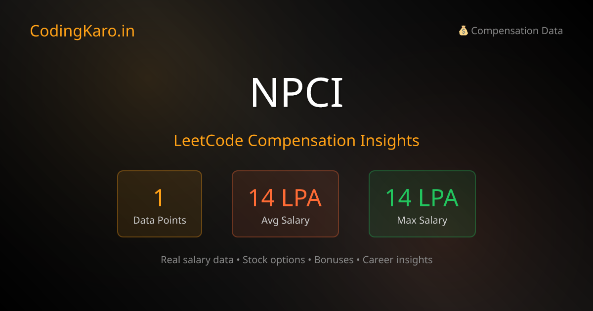 Npci Salary & Compensation Data 2026 | 1+ Real Reports | CodingKaro
