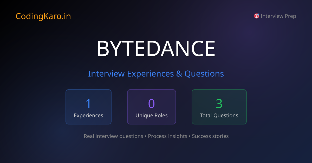 Bytedance Interview Questions & Experiences 2025 | 1+ Real Stories | CodingKaro