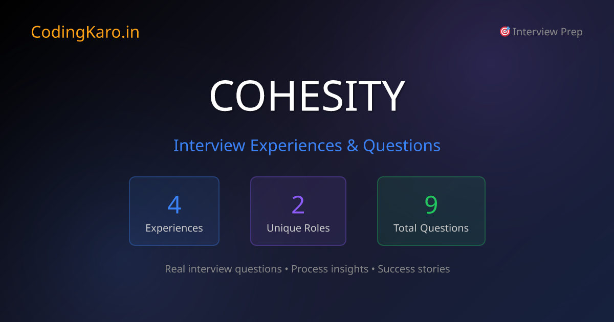 Cohesity Interview Questions & Experiences 2025 | 3+ Real Stories | CodingKaro
