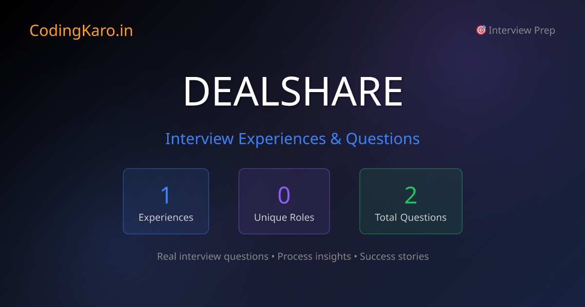 Dealshare Interview Questions & Experiences 2025 | 1+ Real Stories | CodingKaro