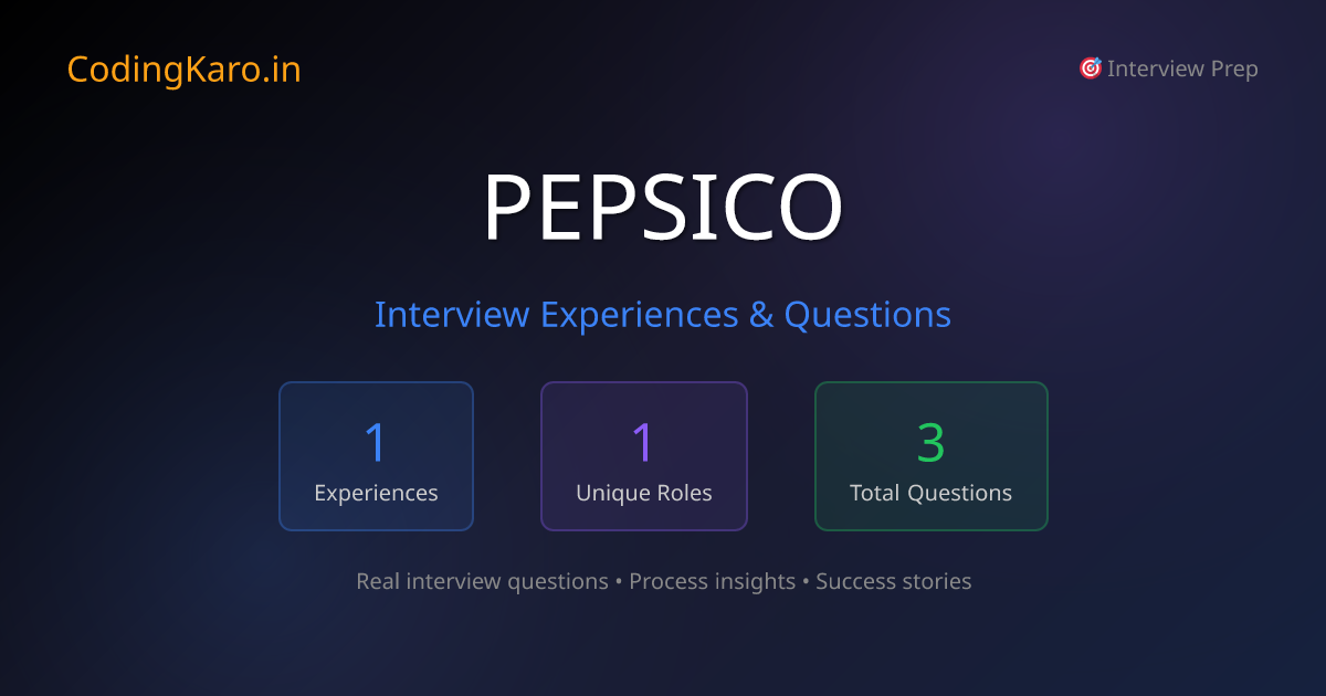 Pepsico Interview Questions & Experiences 2025 | 1+ Real Stories ...