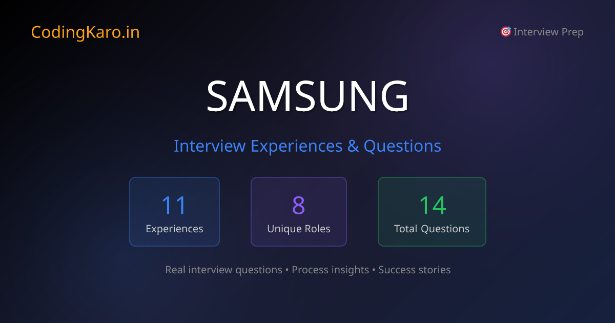 Samsung Interview Questions & Experiences 2025 | 11+ Real Stories | CodingKaro