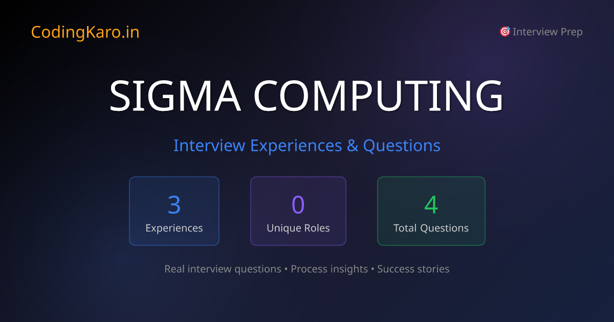 Sigma%20computing Interview Questions & Experiences 2025 | 3+ Real ...