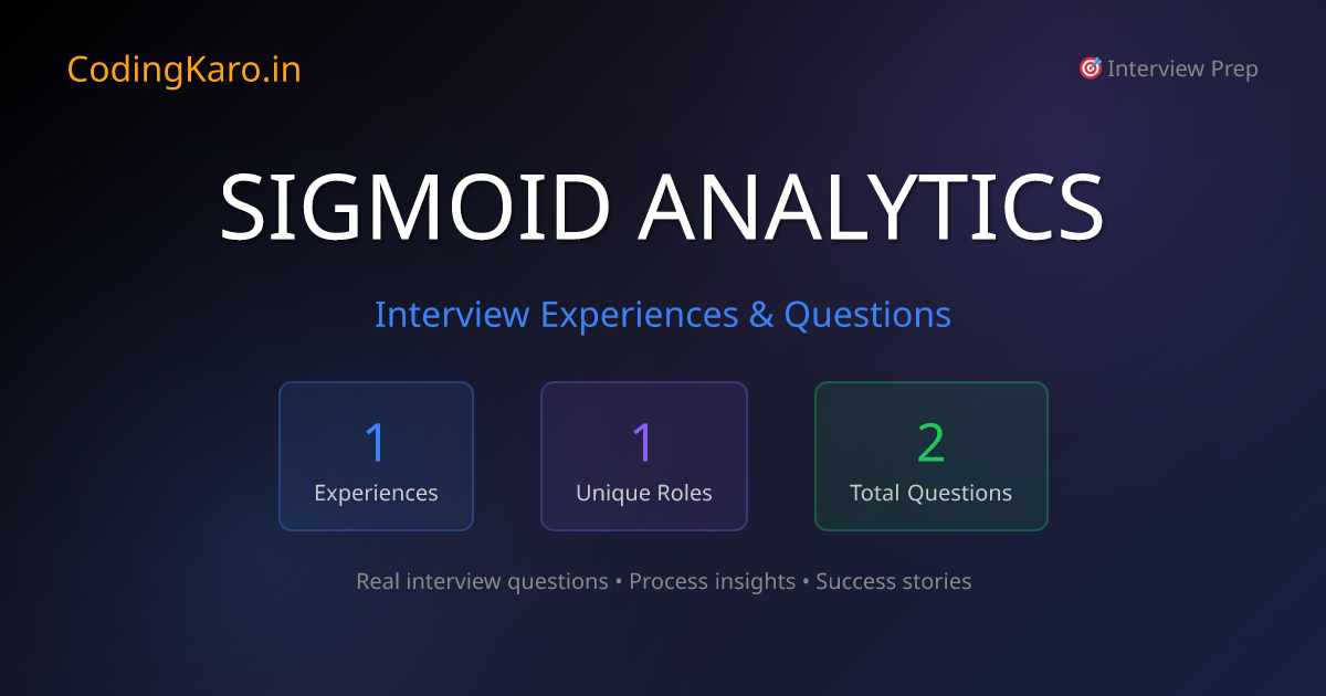Sigmoid%20analytics Interview Questions & Experiences 2025 | 1+ Real ...