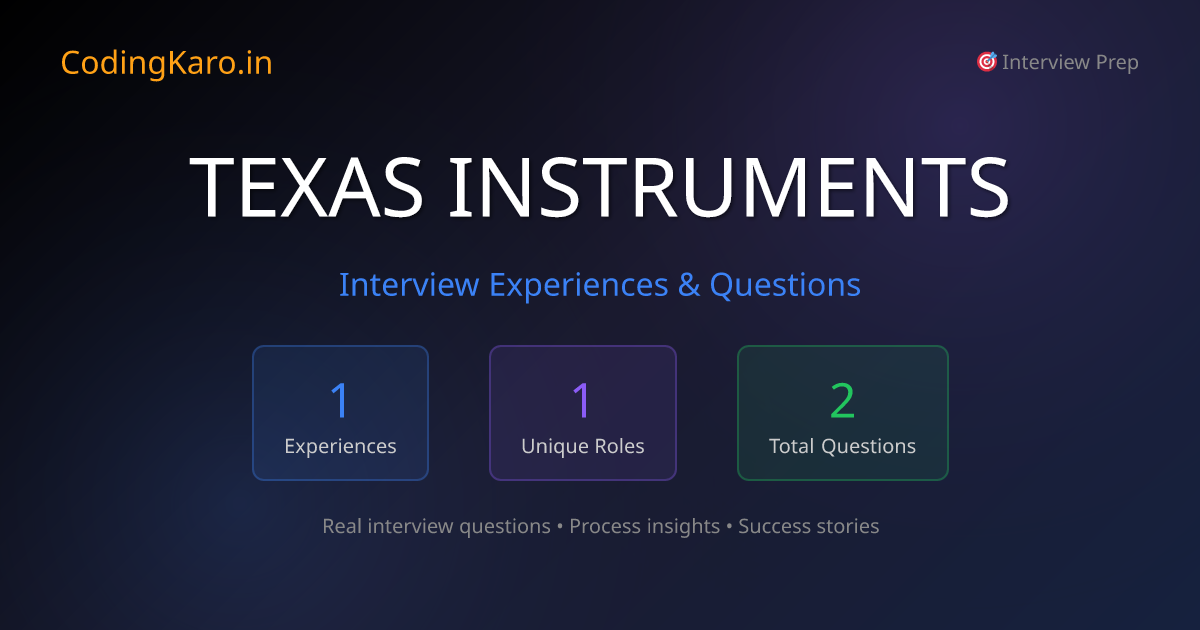 Texas%20instruments Interview Questions & Experiences 2026 | 1+ Real ...