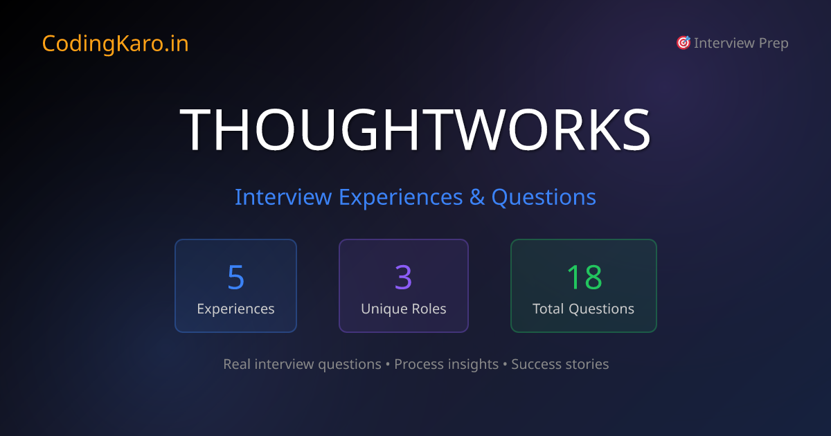 Thoughtworks Interview Questions & Experiences 2025 | 5+ Real Stories | CodingKaro